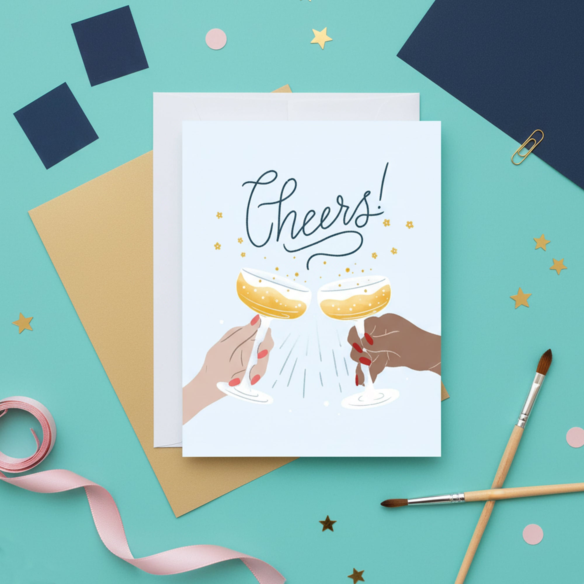 Cheers! Celebration Champagne Toast Card – Molly Marie Pea